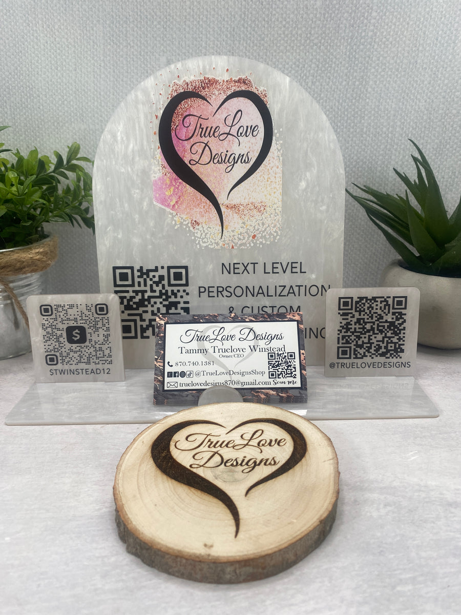 Table Top Logo Sign with QR Codes, QR code Display Sign, Business Card ...