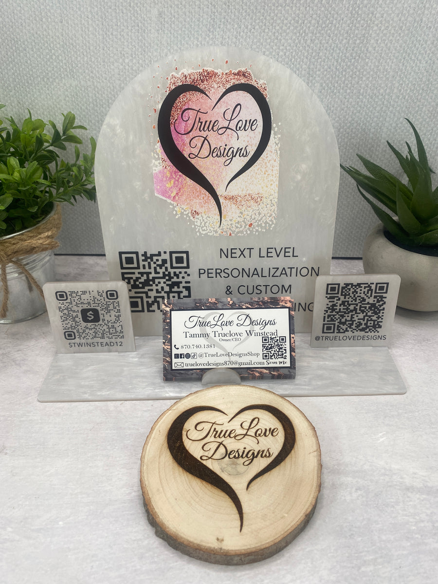 Table Top Logo Sign with QR Codes, QR code Display Sign, Business Card ...